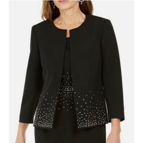 Kasper | Jackets & Coats | Kasper Jewel Neck Rhinestone Studded Open ...